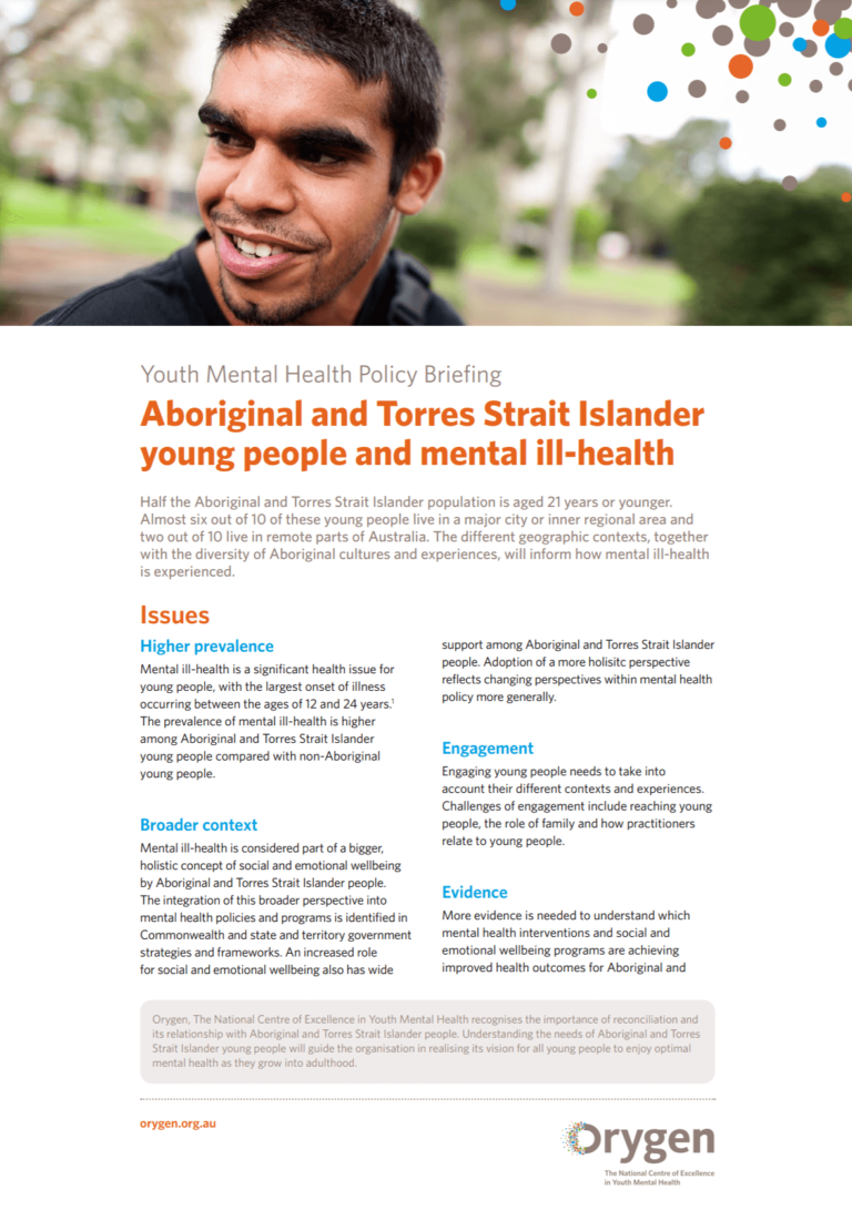 Aboriginal and Torres Strait Islander young people and Mental Ill Health – Manual of Resources ...